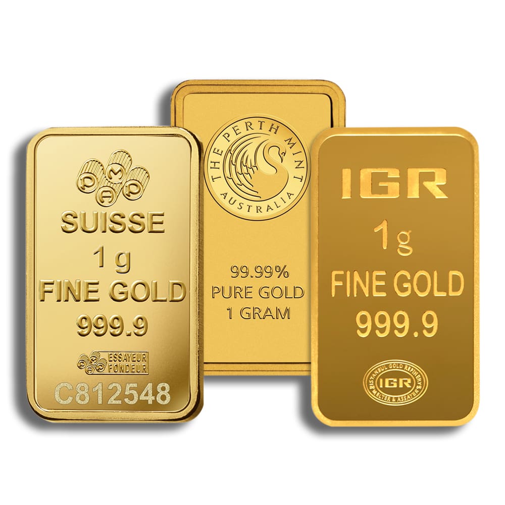 1 gram Gold Bar - Brand Varies (No Card) | P & F Coin Company